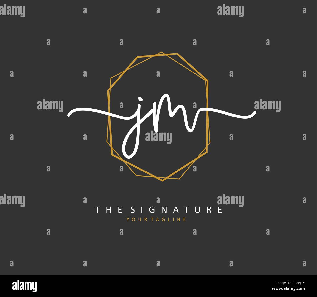 J M JM Initial letter handwriting and signature logo. A concept ...