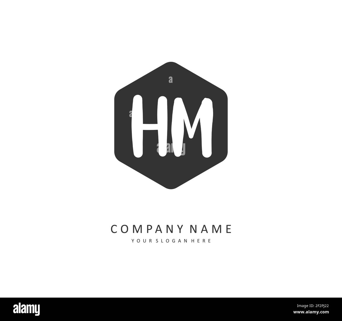 H M HM Initial letter handwriting and signature logo. A concept handwriting initial logo with ...