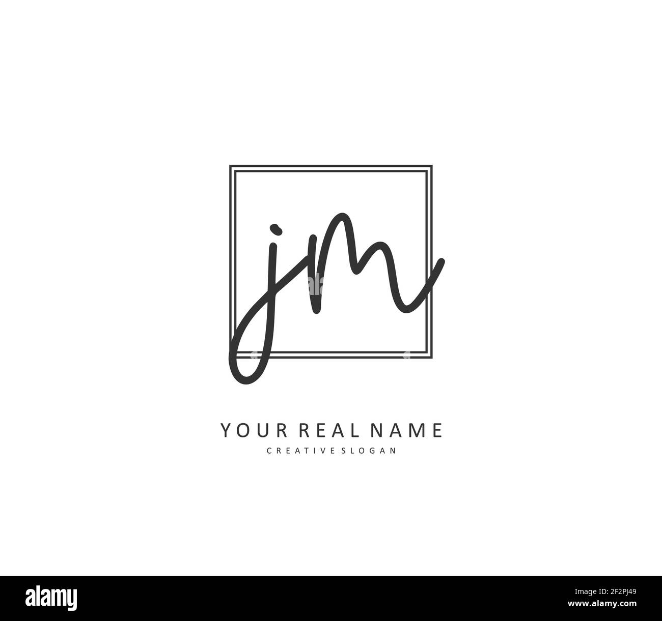 J M JM Initial letter handwriting and signature logo. A concept ...