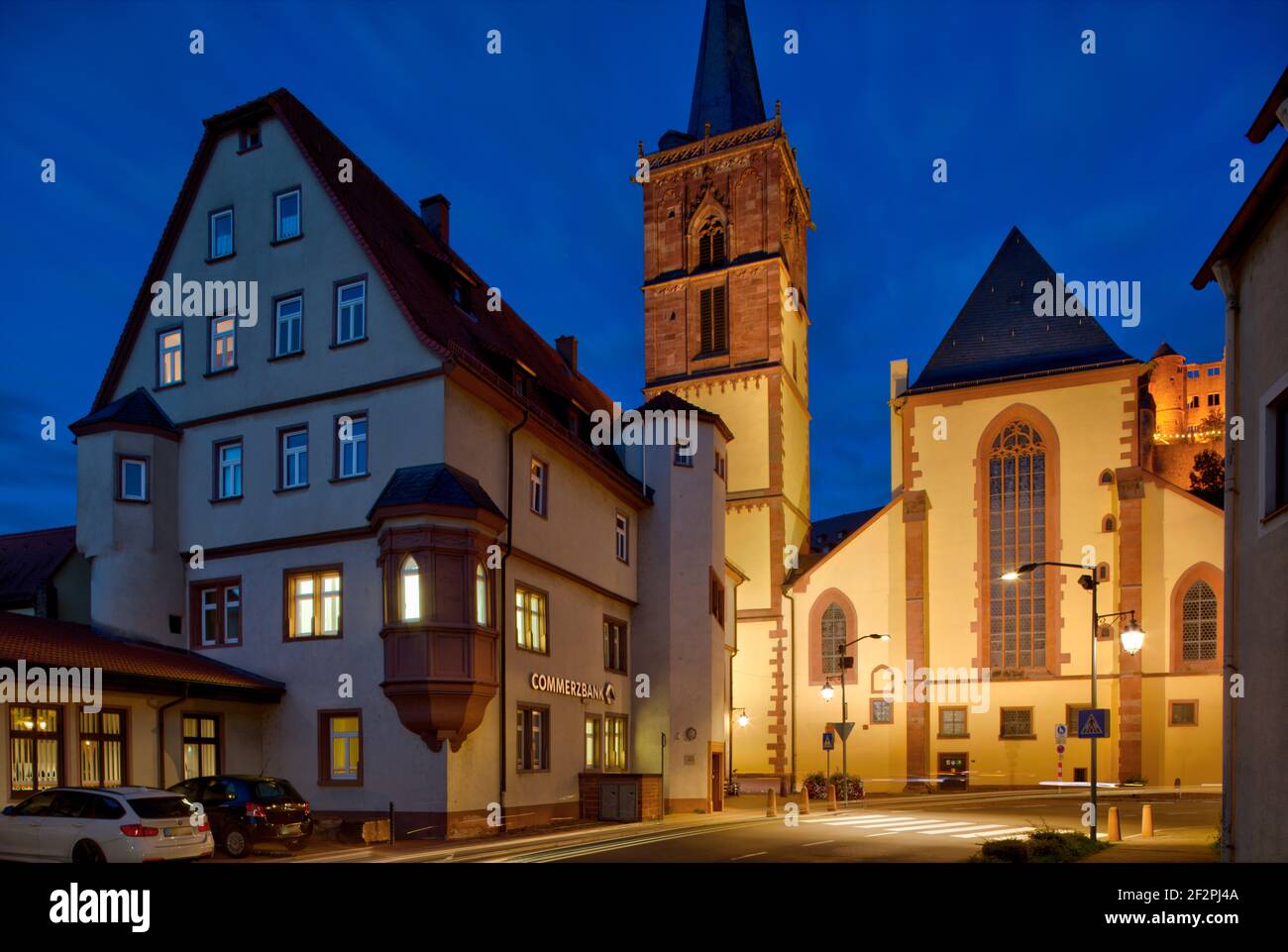 Collegiate Church, St Marien, blue hour, culture, history, Wertheim ...