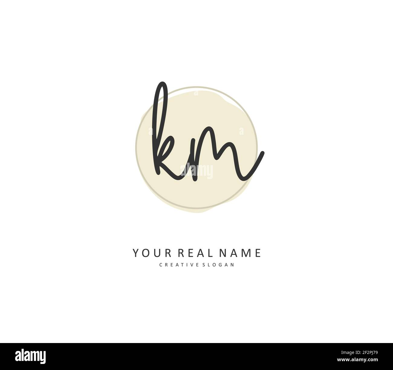 K M KM Initial letter handwriting and signature logo. A concept ...