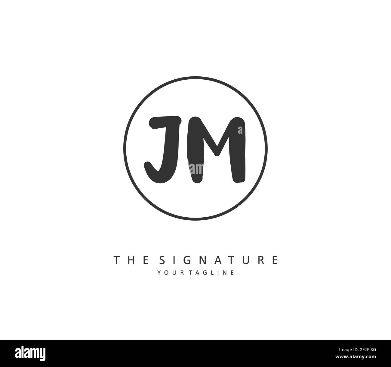 J M JM Initial letter handwriting and signature logo. A concept ...