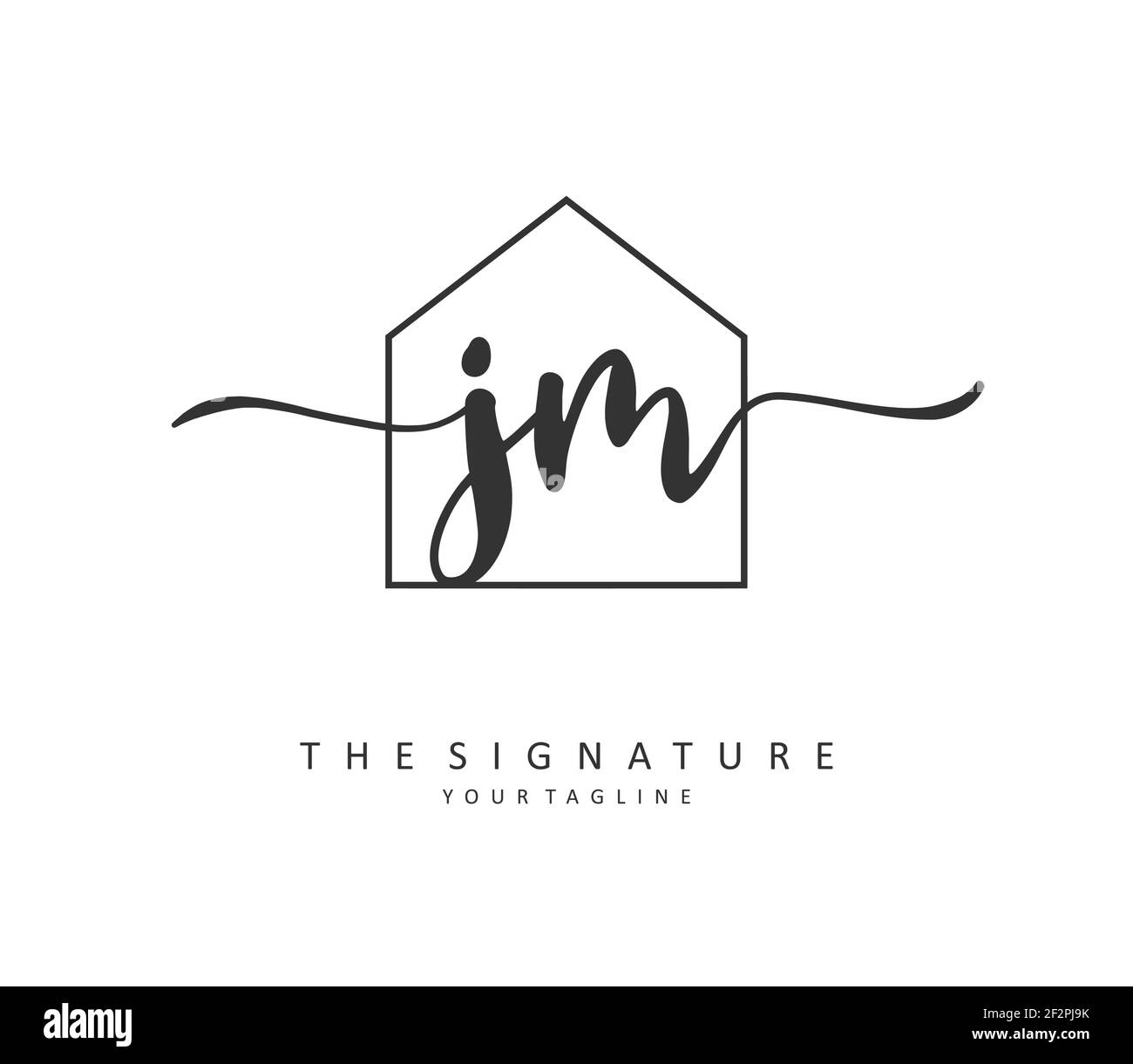 J M JM Initial letter handwriting and signature logo. A concept ...