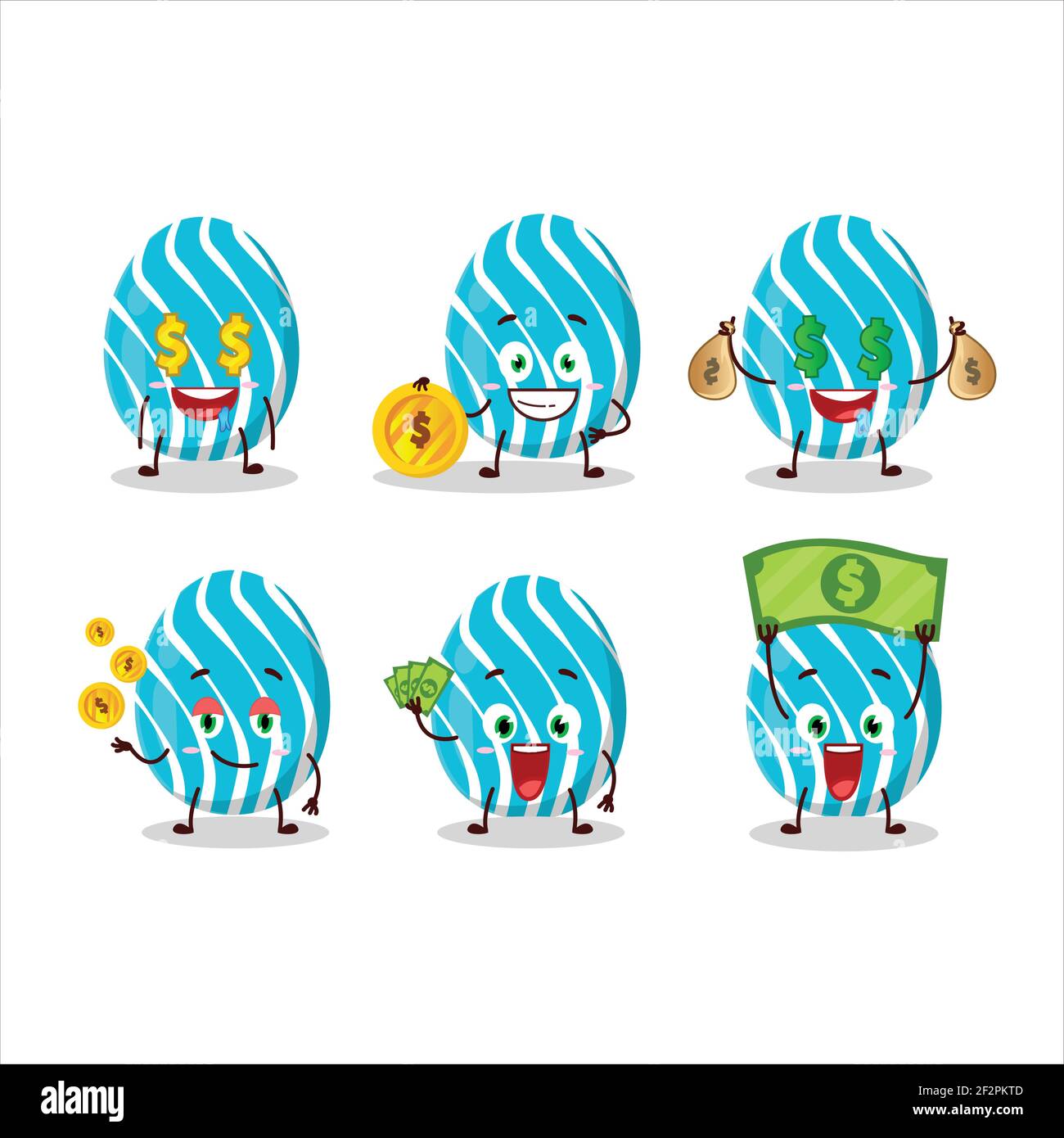 Cyan easter egg cartoon character with cute emoticon bring money ...