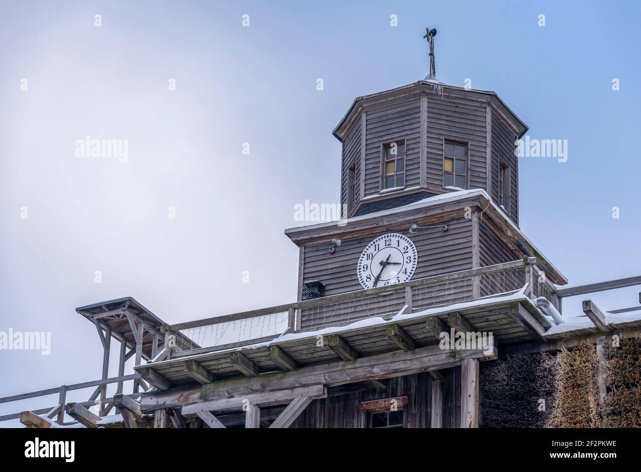 Germany, Saxony-Anhalt, Schönebeck, clock tower of the Gradierwerk ...