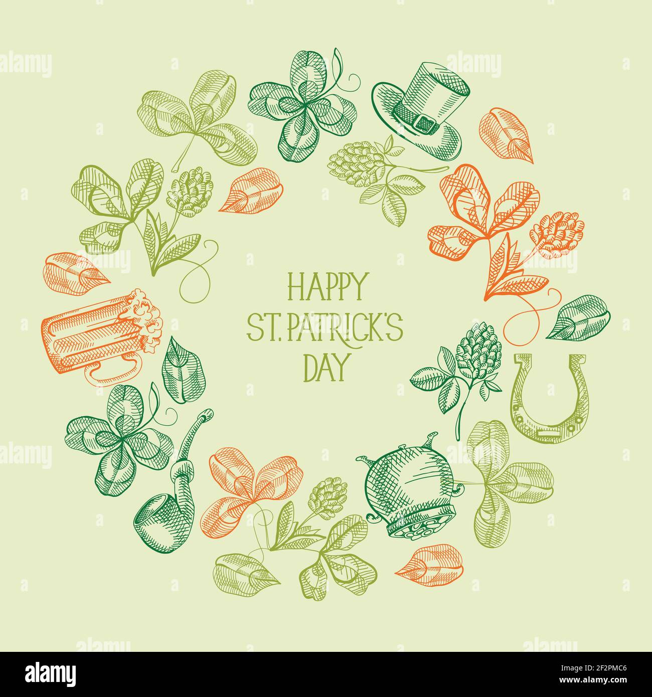 Abstract vintage St Patricks Day background with greeting inscription ...