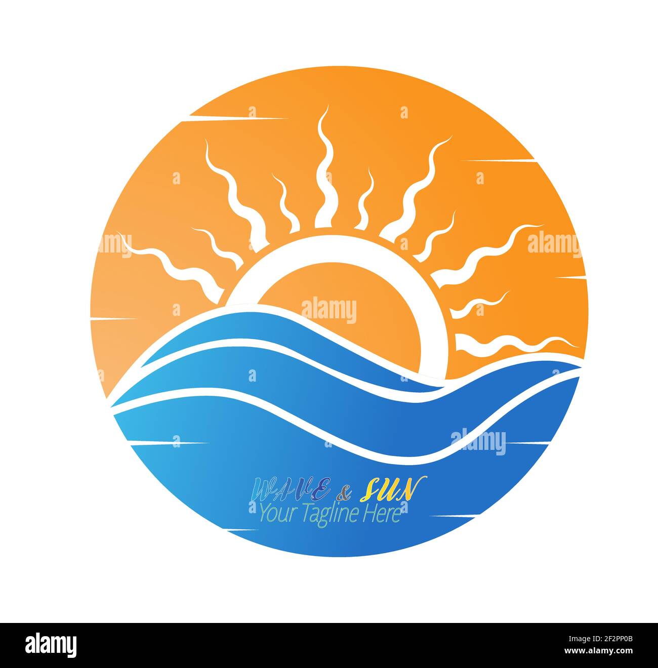 sun and the wave. Vector illustration for logo, emblem, sticker and ...