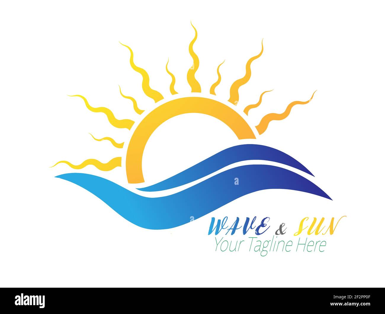 sun and the wave. Vector illustration for logo, emblem, sticker and ...
