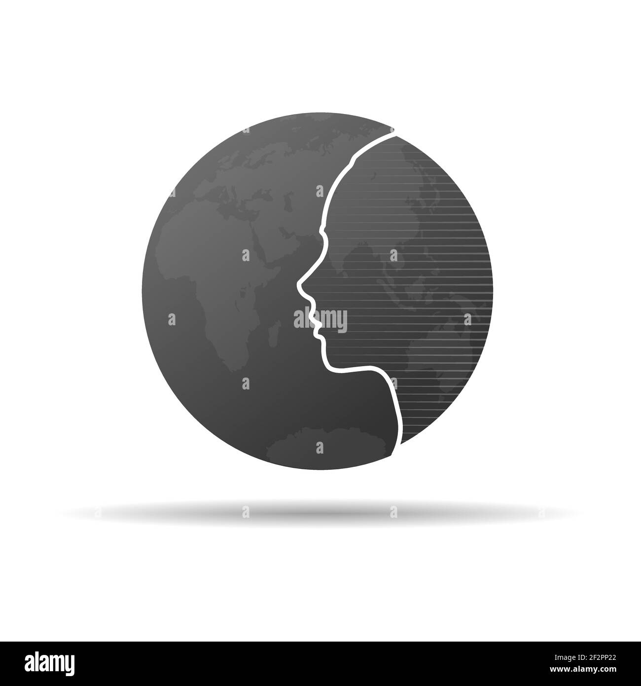 Female profile and globe. Conceptual vector illustration. Flat design ...