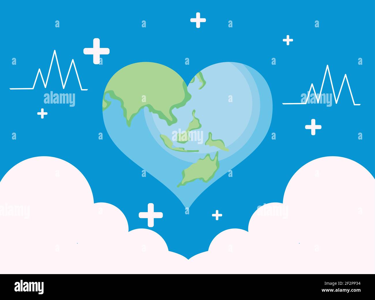 World health heart and clouds Stock Vector Image & Art - Alamy