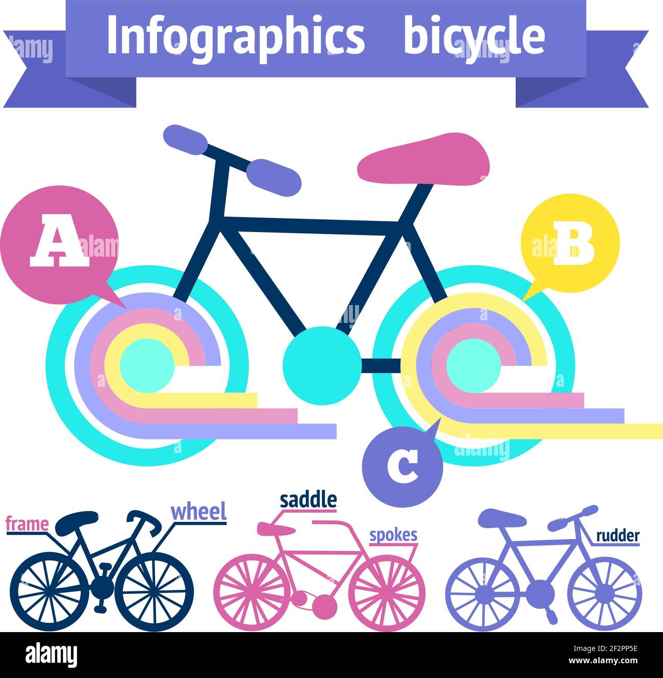 Bicycle sport fitness infographic elements with bike parts vector ...