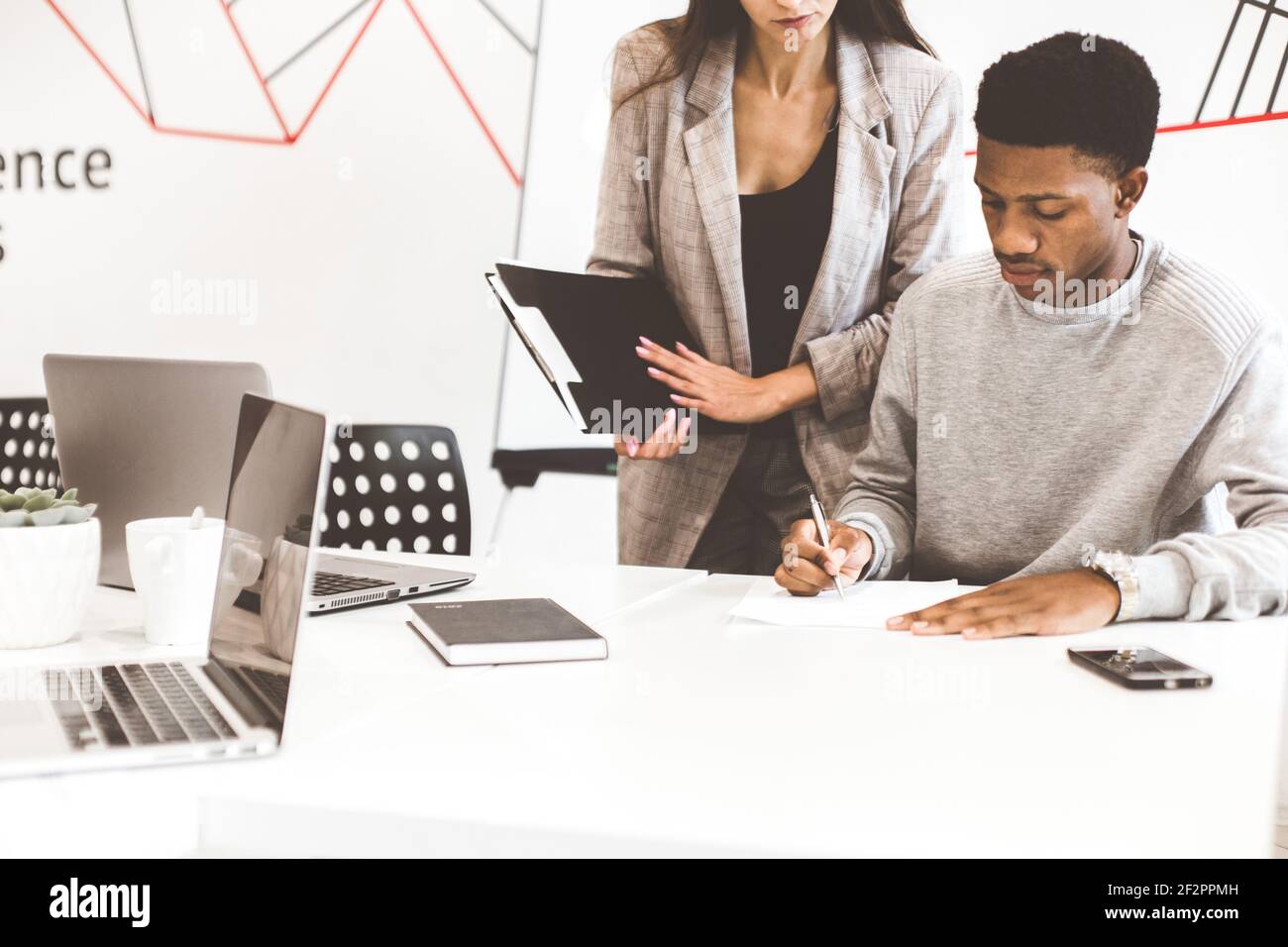 African american man signing contract, black man hand putting signature ...