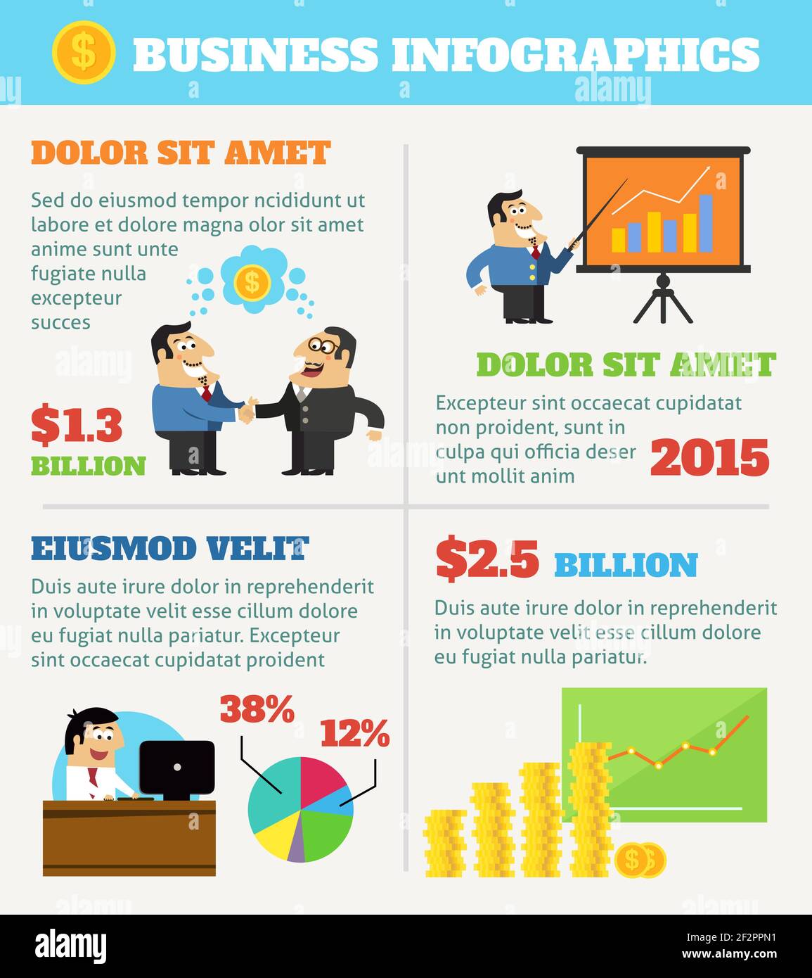 Business life infographics with working employee meeting boss and ...
