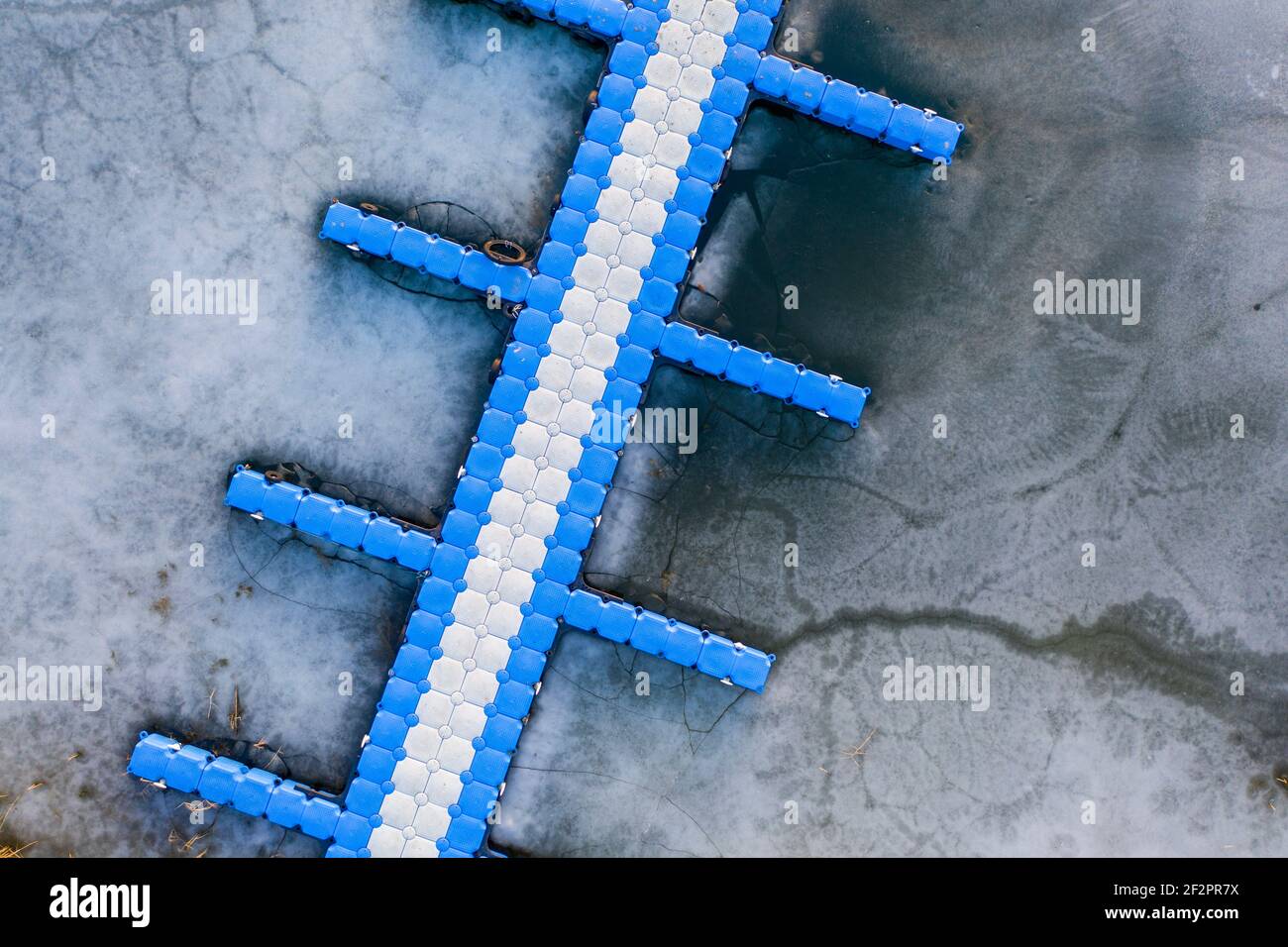 A bird's eye view of the landing stage, frozen lake Stock Photo - Alamy