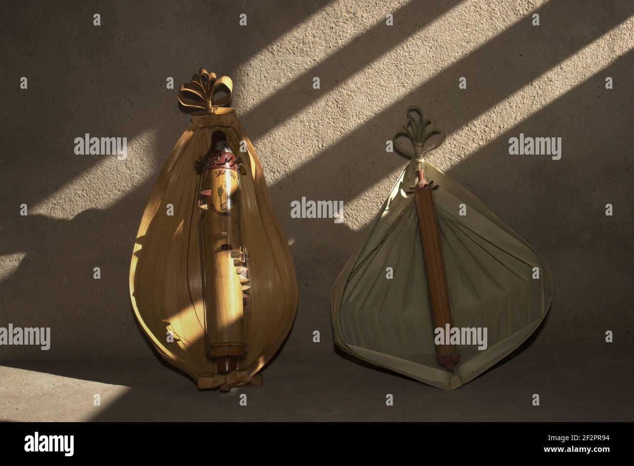 Electric sasando is composed next to a traditional sasando. These Rote ...