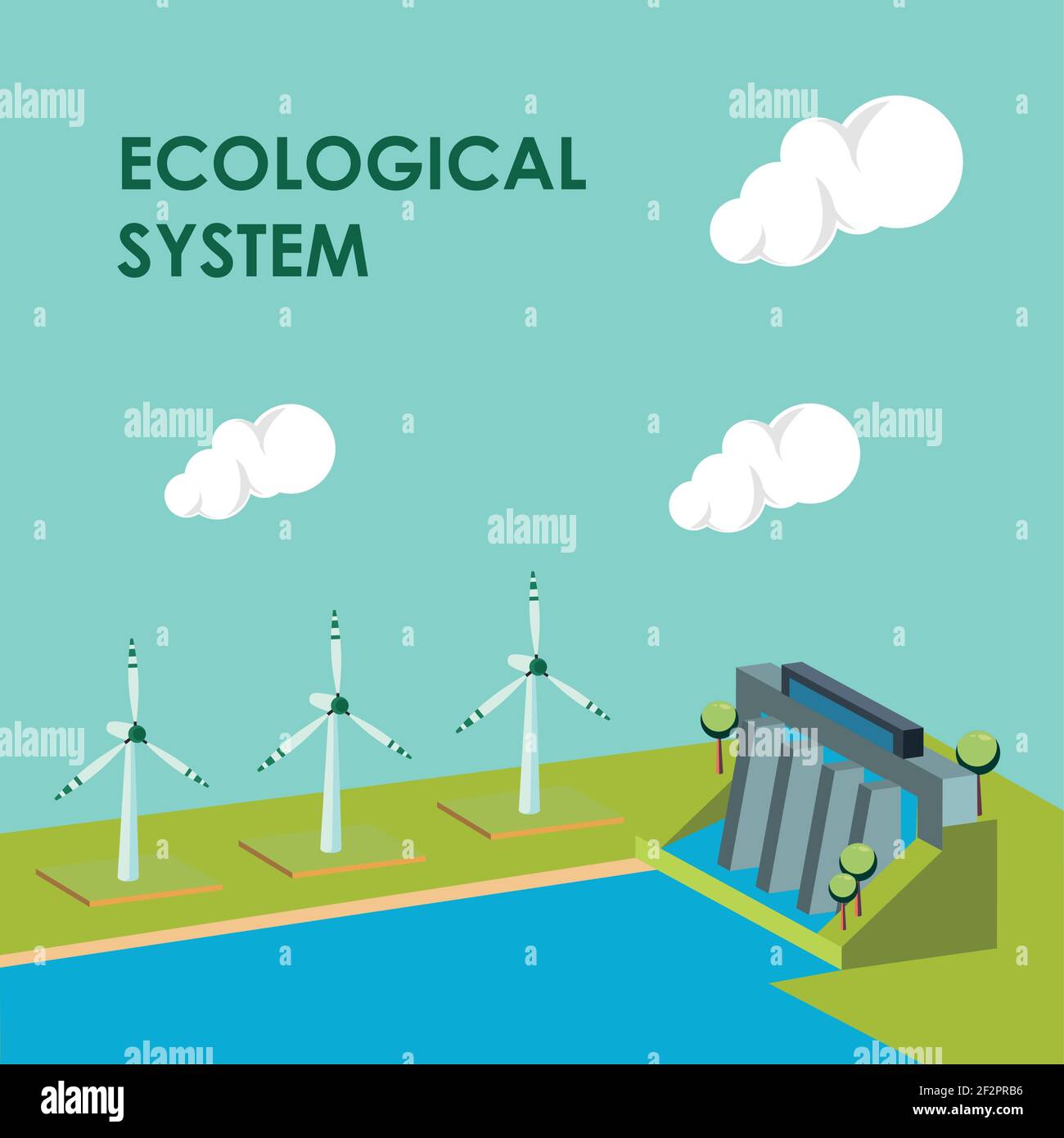 ecological system dam with mills Stock Vector Image & Art - Alamy