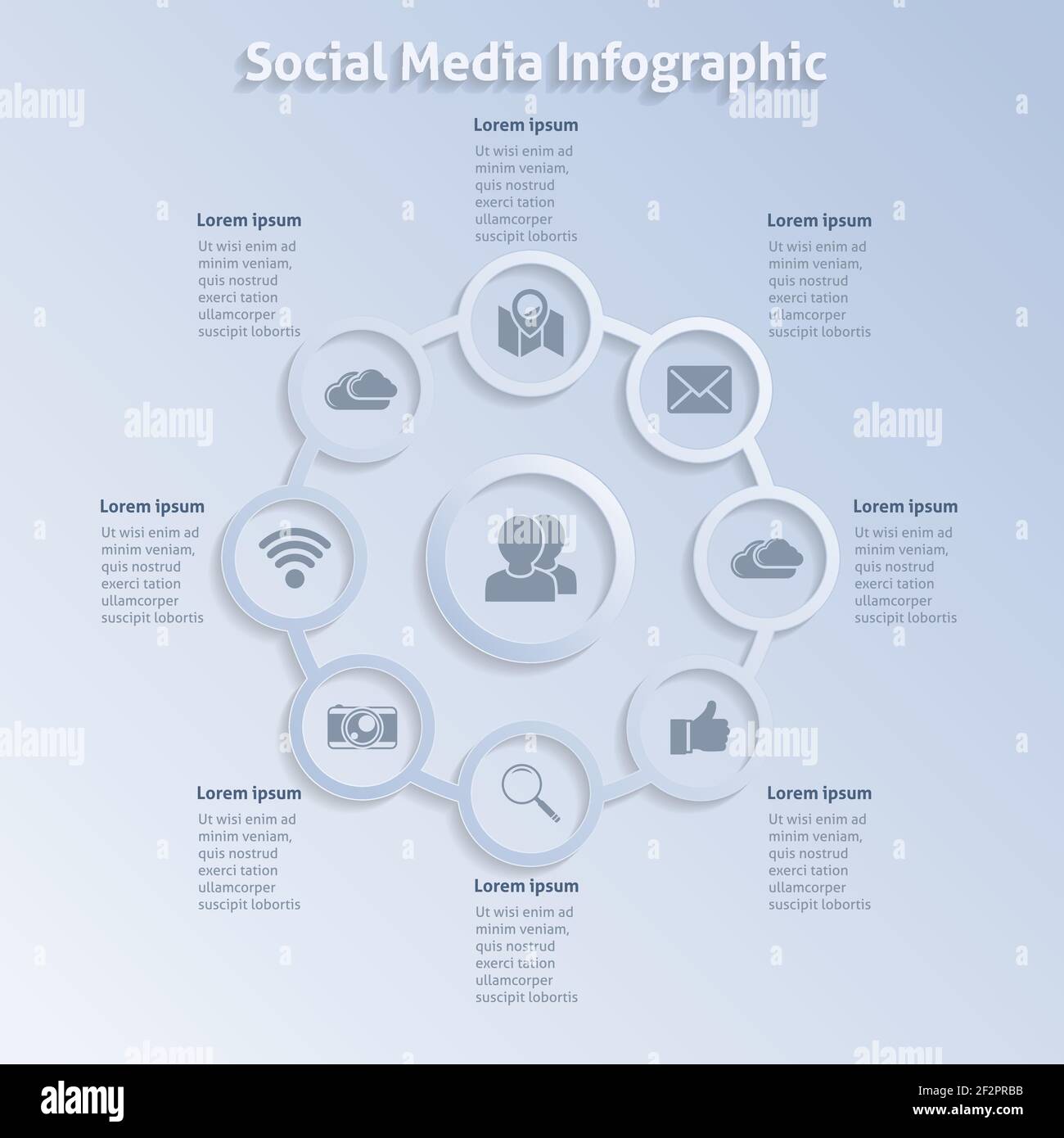 Internet social networking infographics design layout template in ...