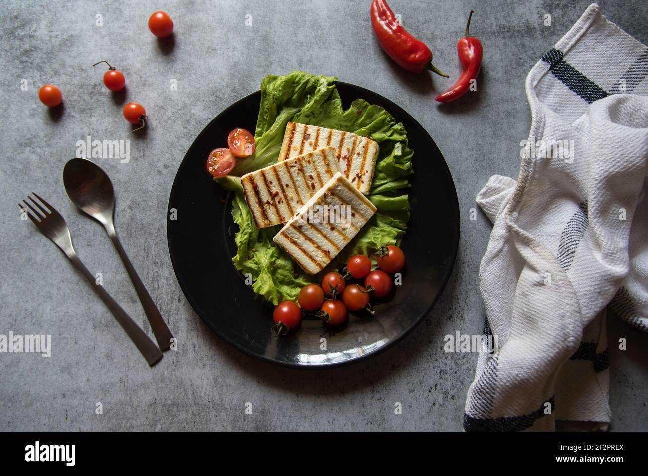 Continental food ingredients cottage cheese grilled and vegetable ...