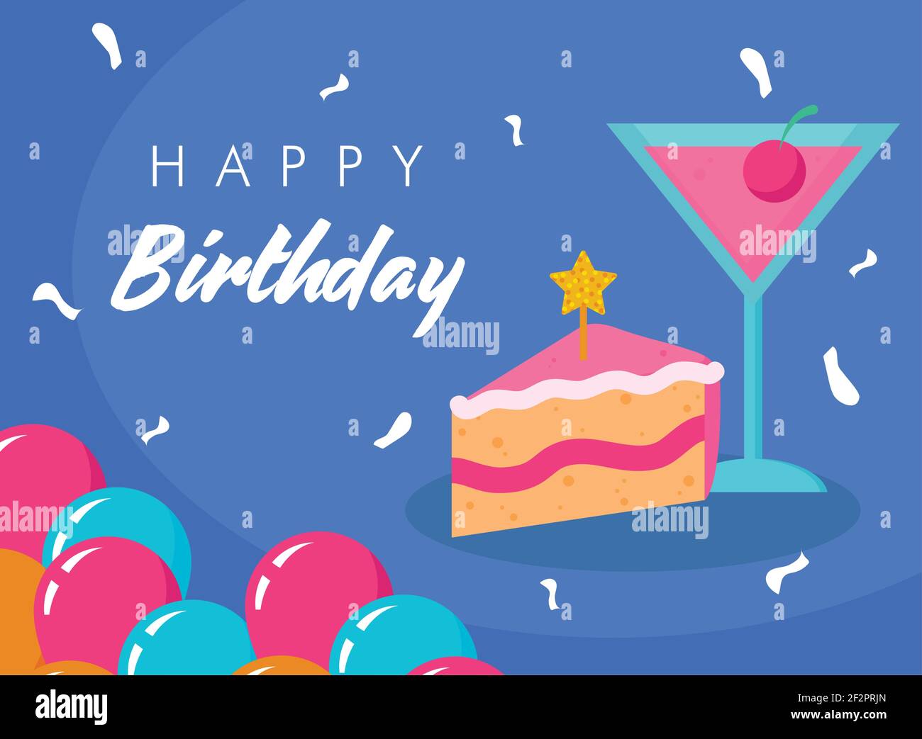 happy birthday cake and cocktail Stock Vector Image & Art - Alamy