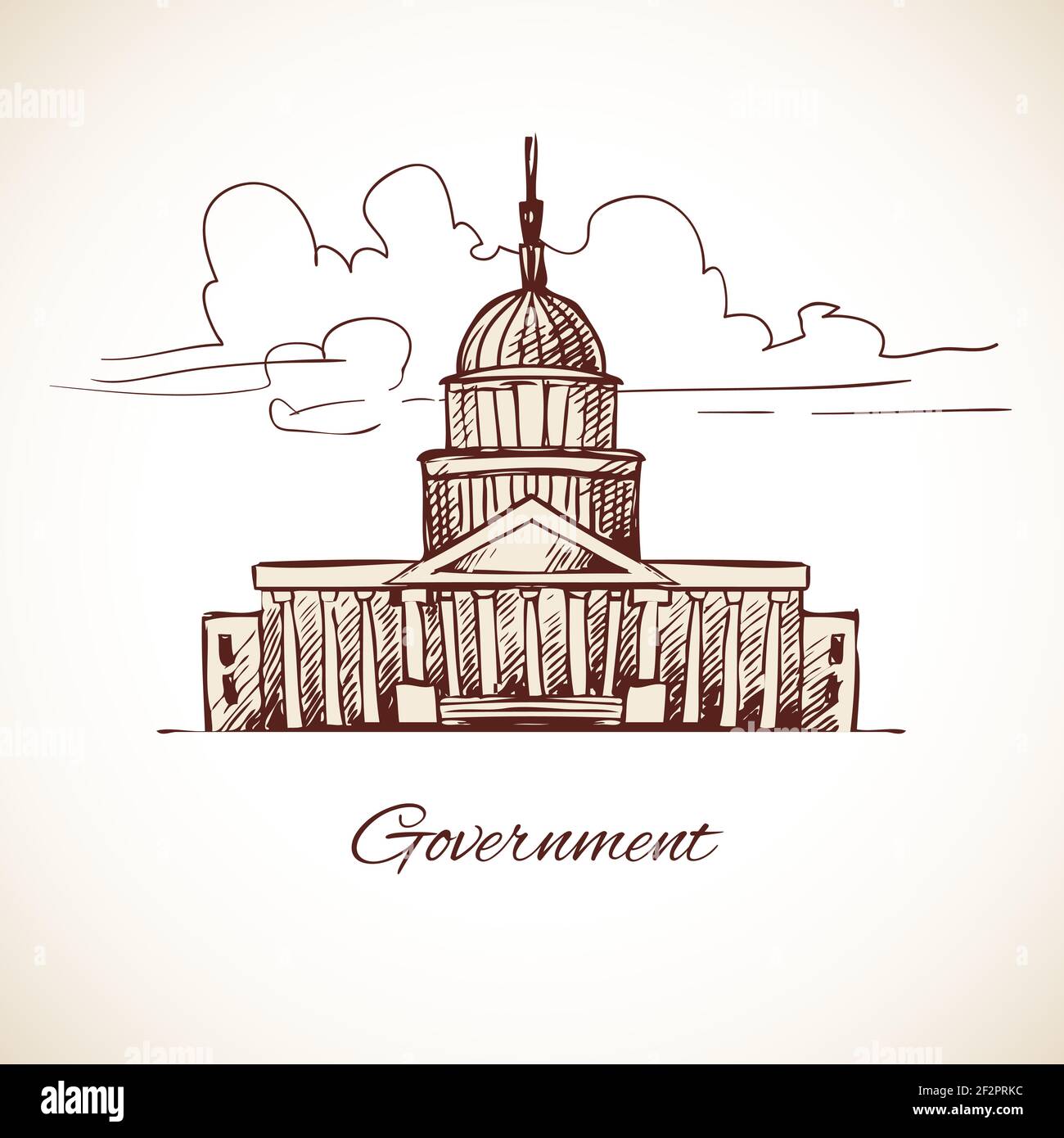 Government law politic building with skyline in brown color vector ...