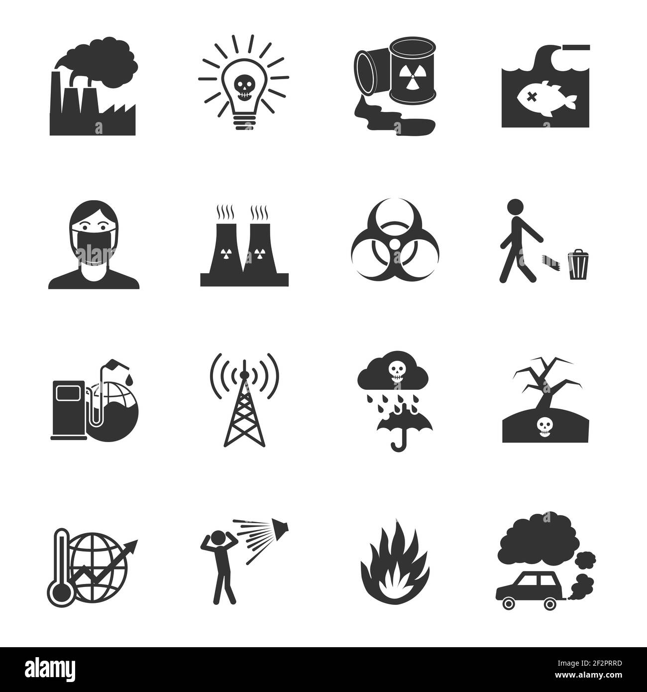 Pollution toxic environment damage and contamination isolated vector ...