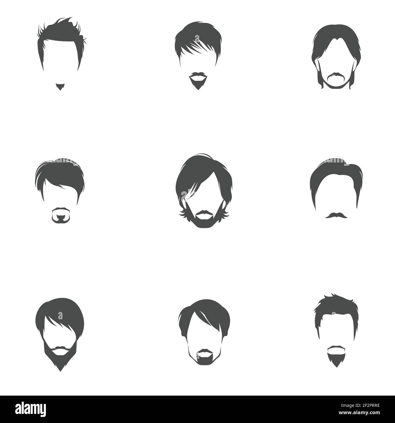 Vector Set Of Men Hairstyle Silhouettes Stock Illustration