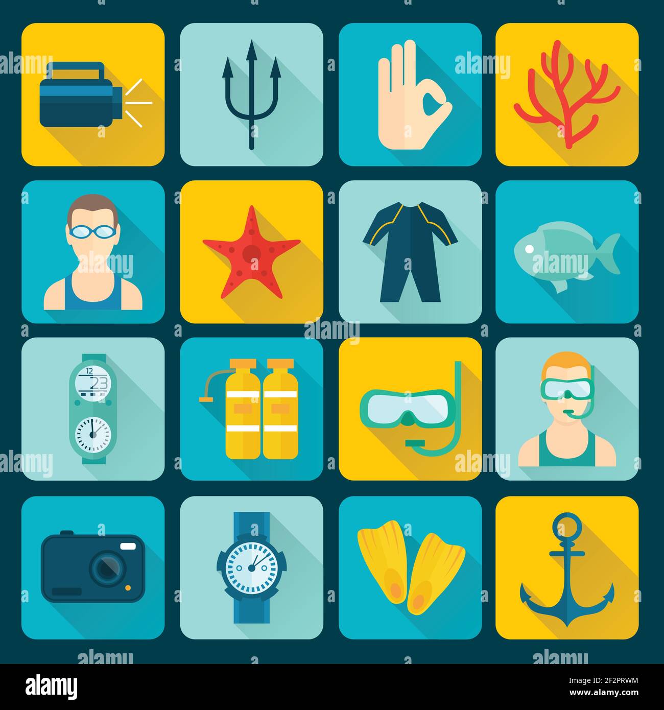 Diving scuba icons set of adventure sport activity isolated vector ...