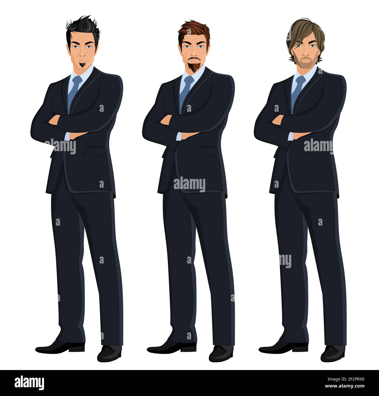 Set of full length body business man isolated on white background ...