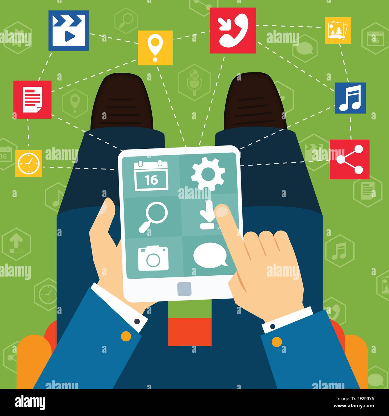 Mobile phone applications navigation communication flat concept with ...