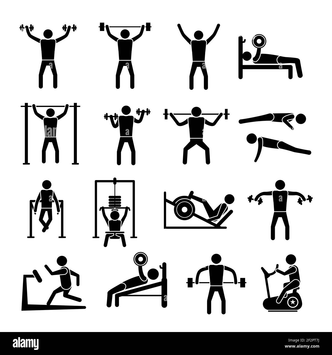 Workout sport and fitness gym training icons black set isolated vector illustration Stock Vector ...