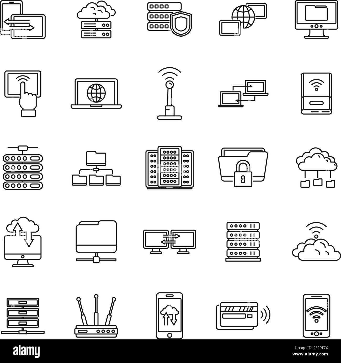 Global remote access icons set, outline style Stock Vector Image & Art ...