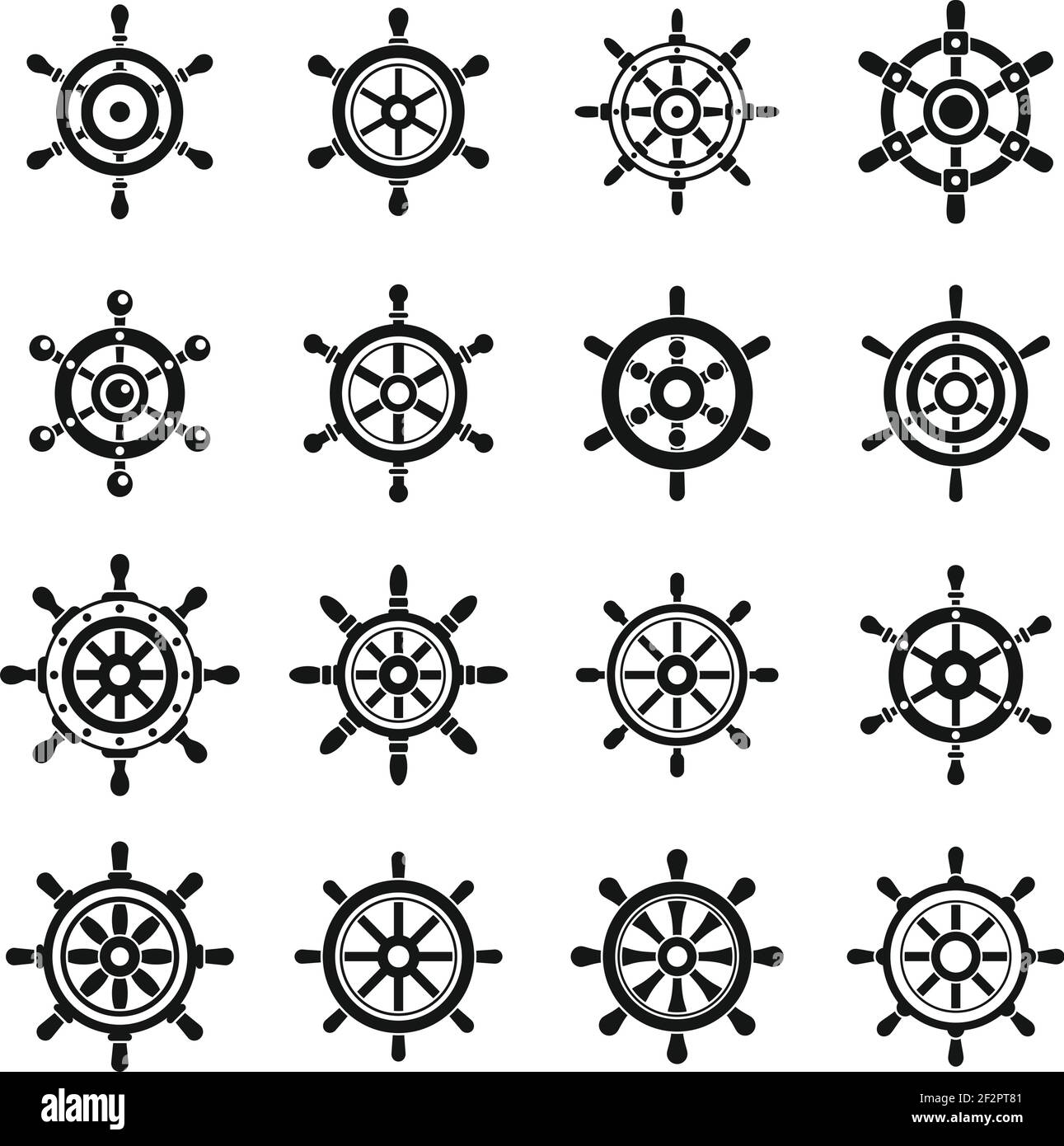 Ship wheel controller icons set, simple style Stock Vector Image & Art ...