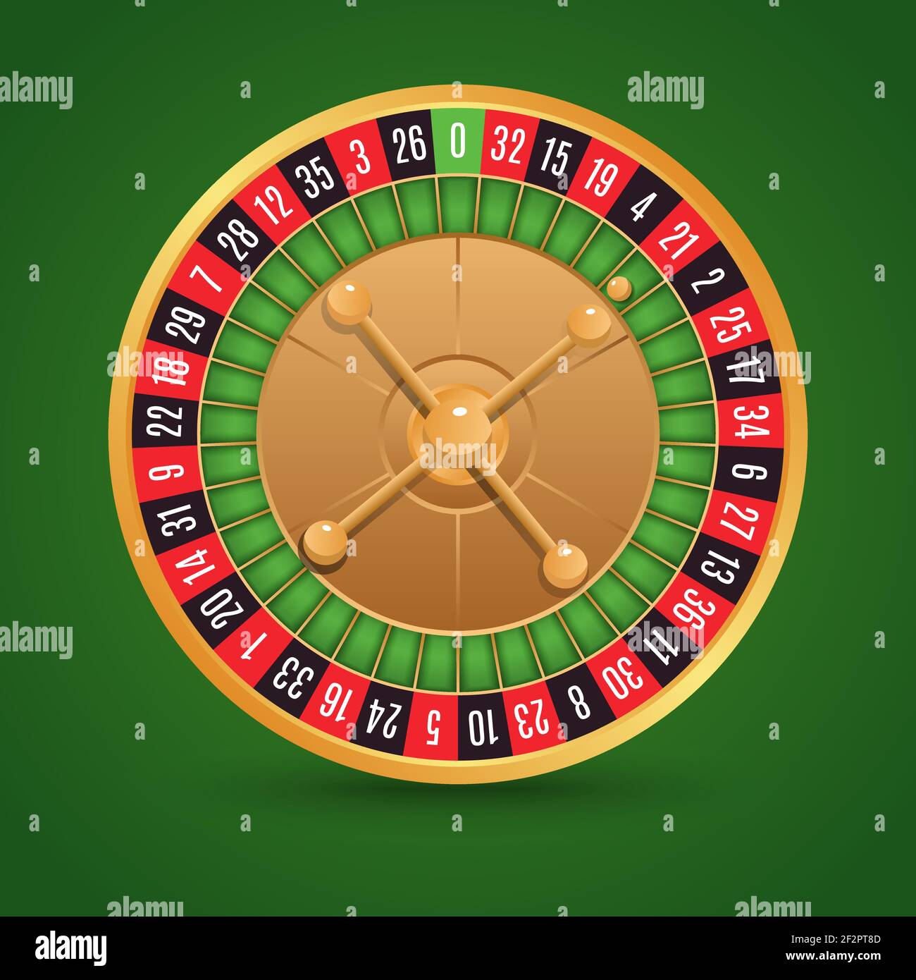 Realistic casino roulette isolated on green background vector ...