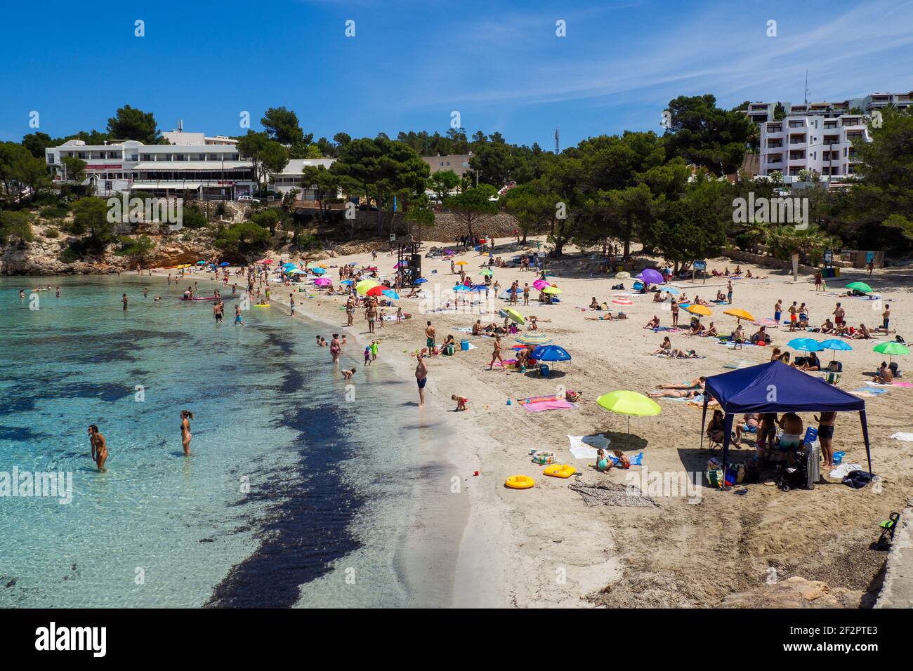 Portinatx, Ibiza, Spain - May 31, 2020: Portinatx beach in the north of ...