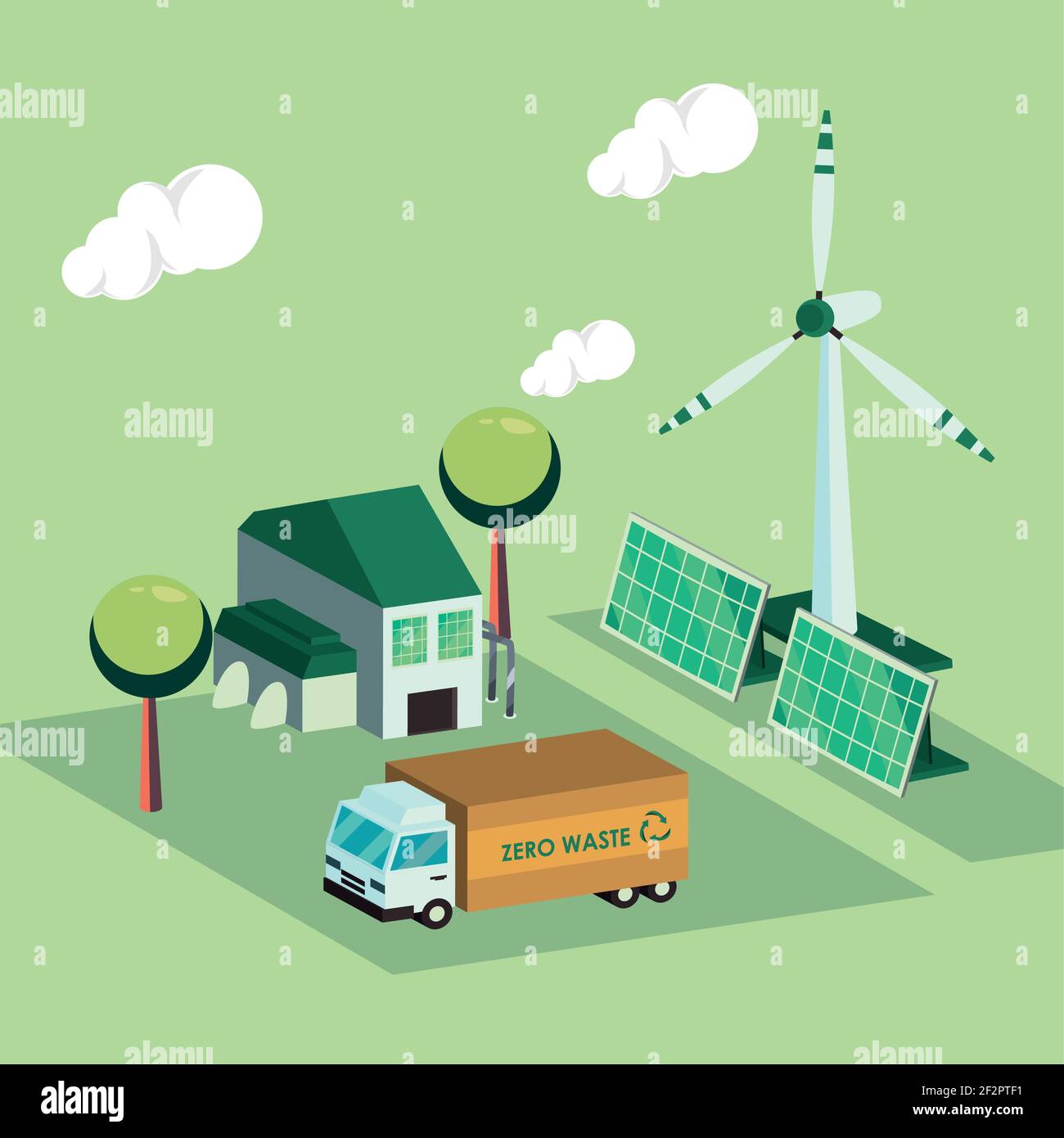 isometric ecological system with house Stock Vector Image & Art - Alamy