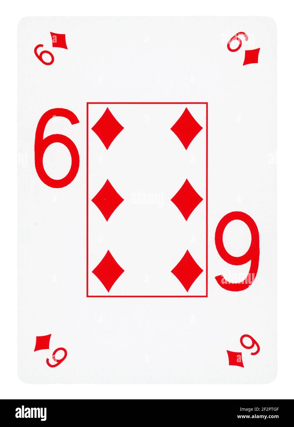 Six Of Diamond Playing Card Isolated On White Clipping Path Included