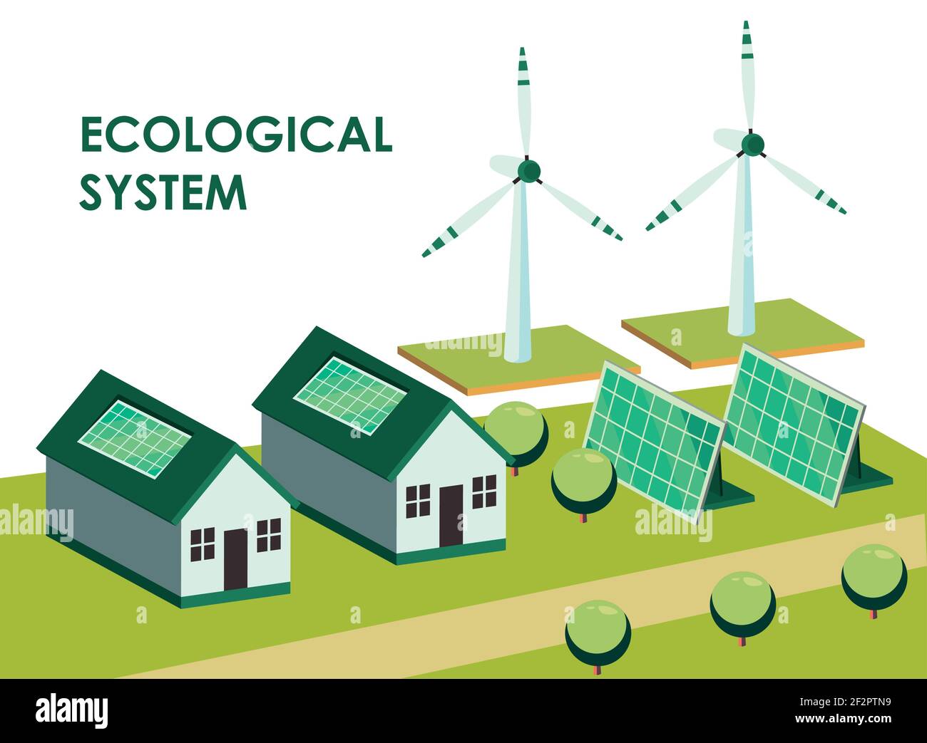 ecological system houses with panels Stock Vector Image & Art - Alamy