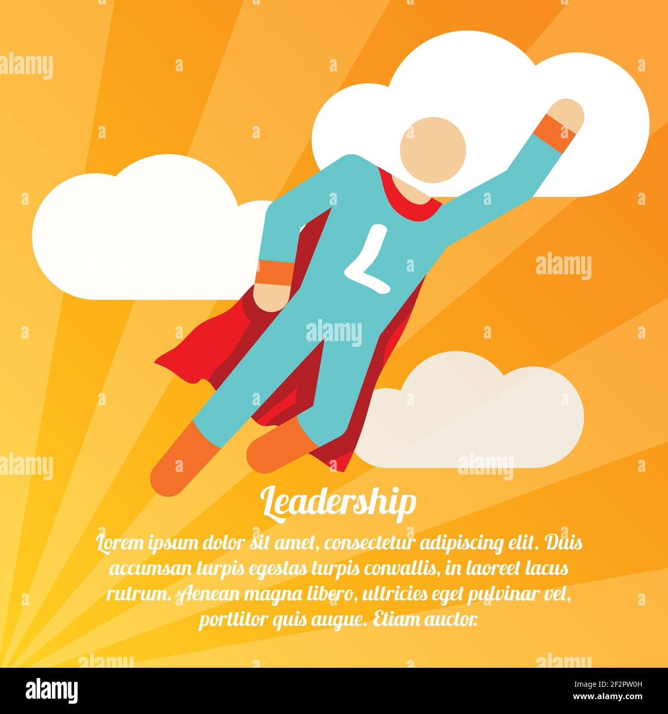 Leadership poster with superman superhero business success achievements ...