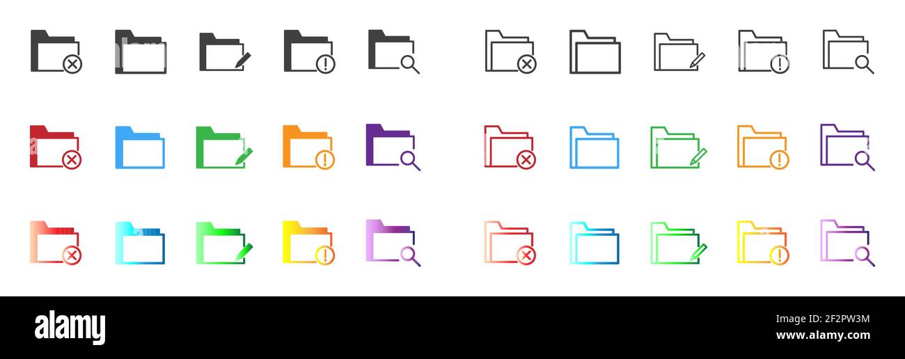 Folder icons set of flat and line type. Computer folder, folders sign ...