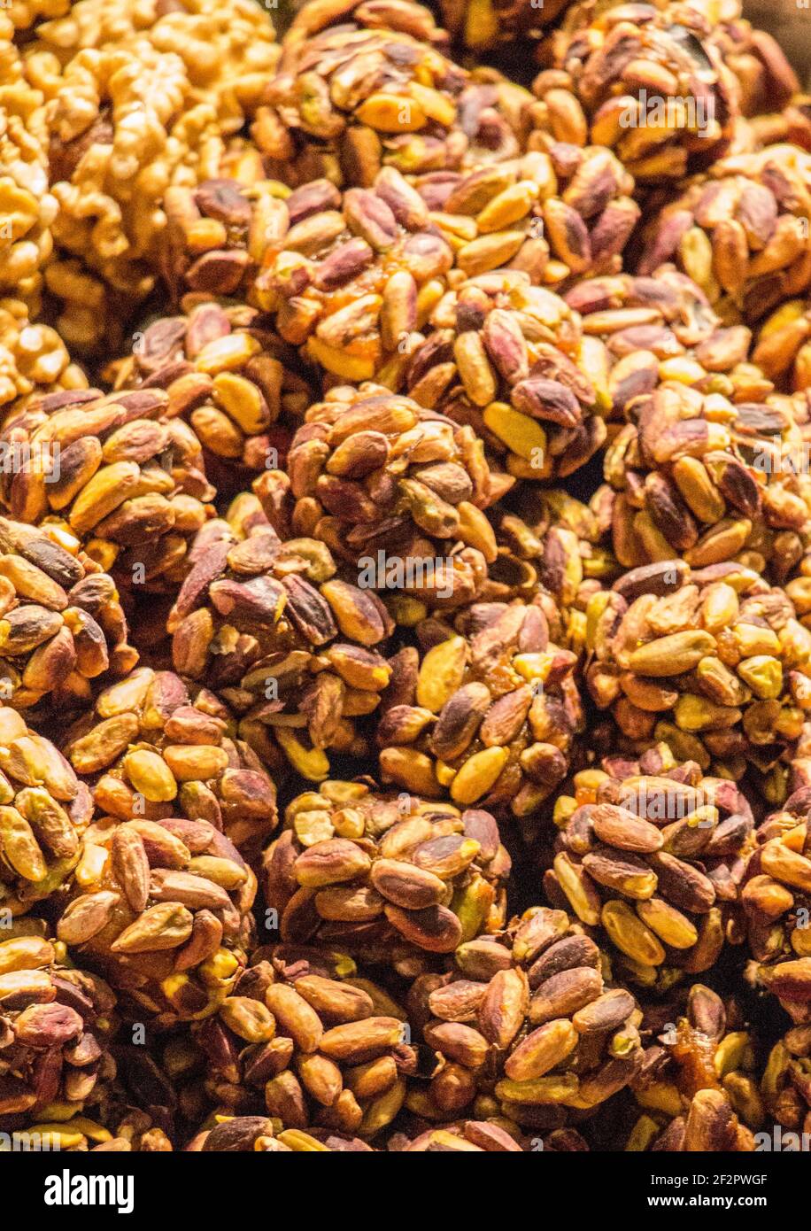 Dozens of Turkish pistachio ball in the view Stock Photo - Alamy