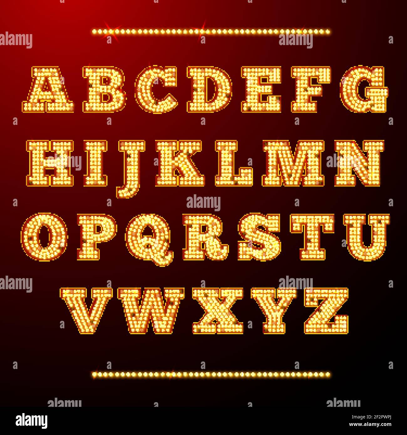 Lamp light alphabet shining letters neon retro font vector illustration ...