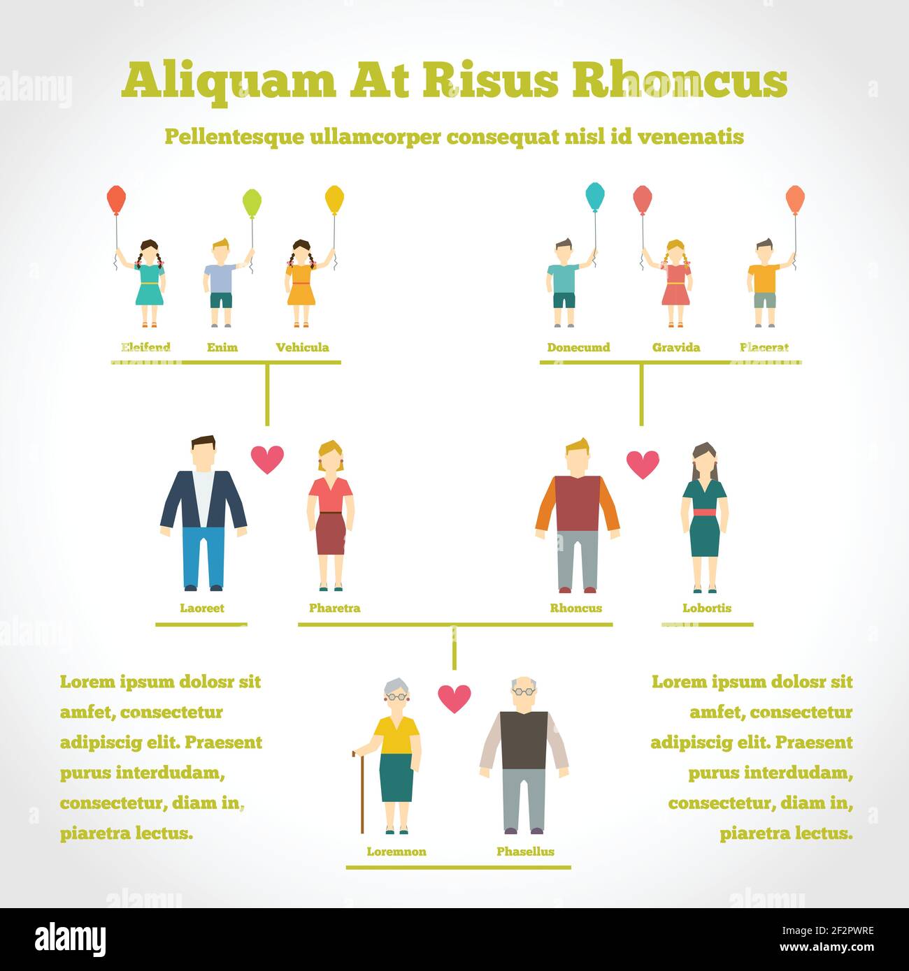 Family tree infographics with people generation relationship vector ...