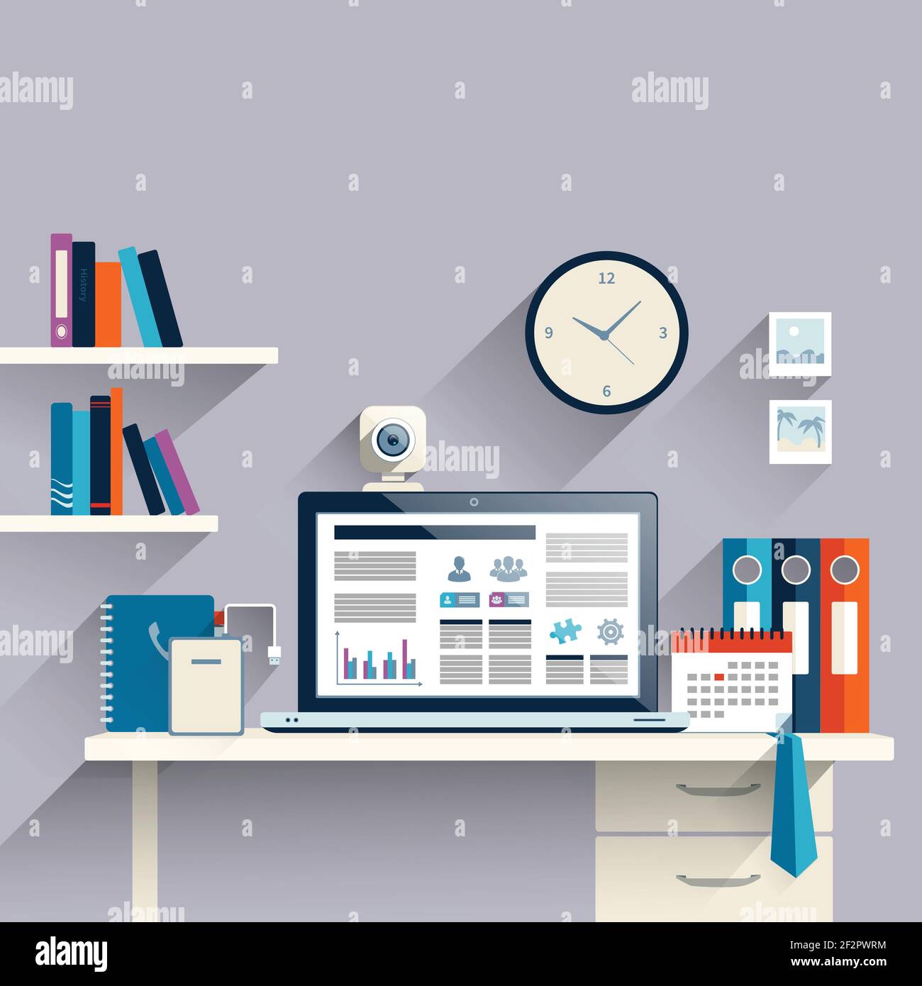 Workplace background with laptop Stock Vector Image & Art - Alamy