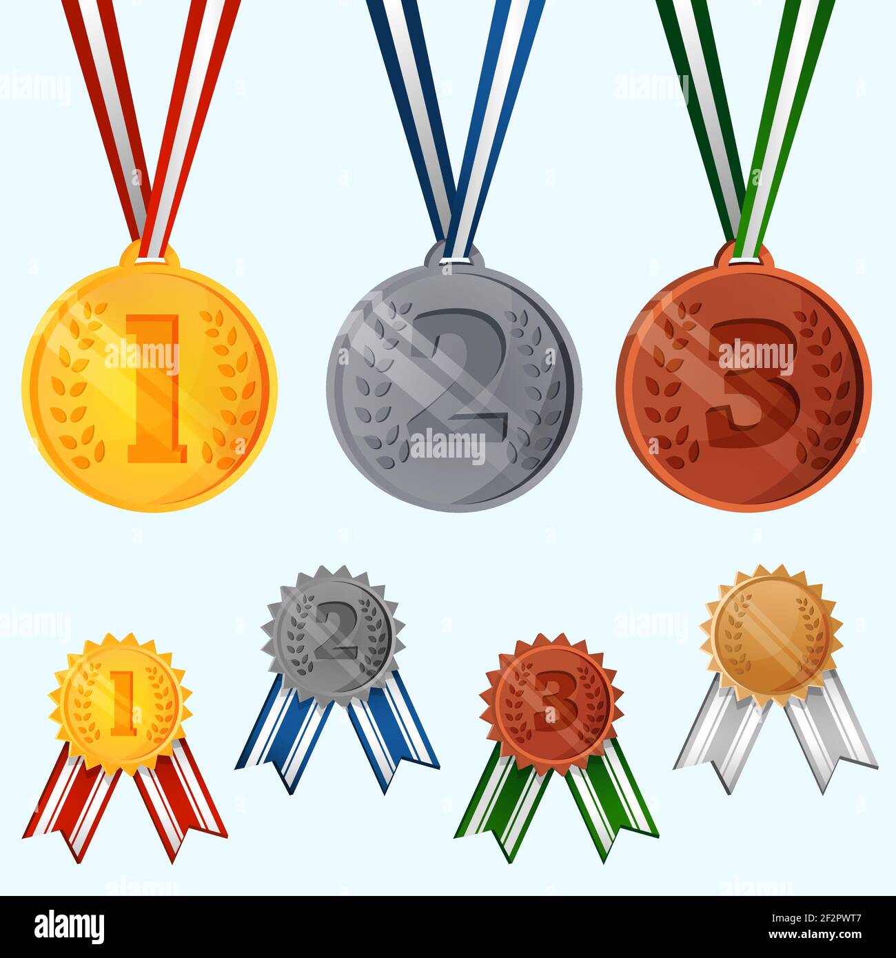 Award medals and seals success trophy achievement set isolated vector ...