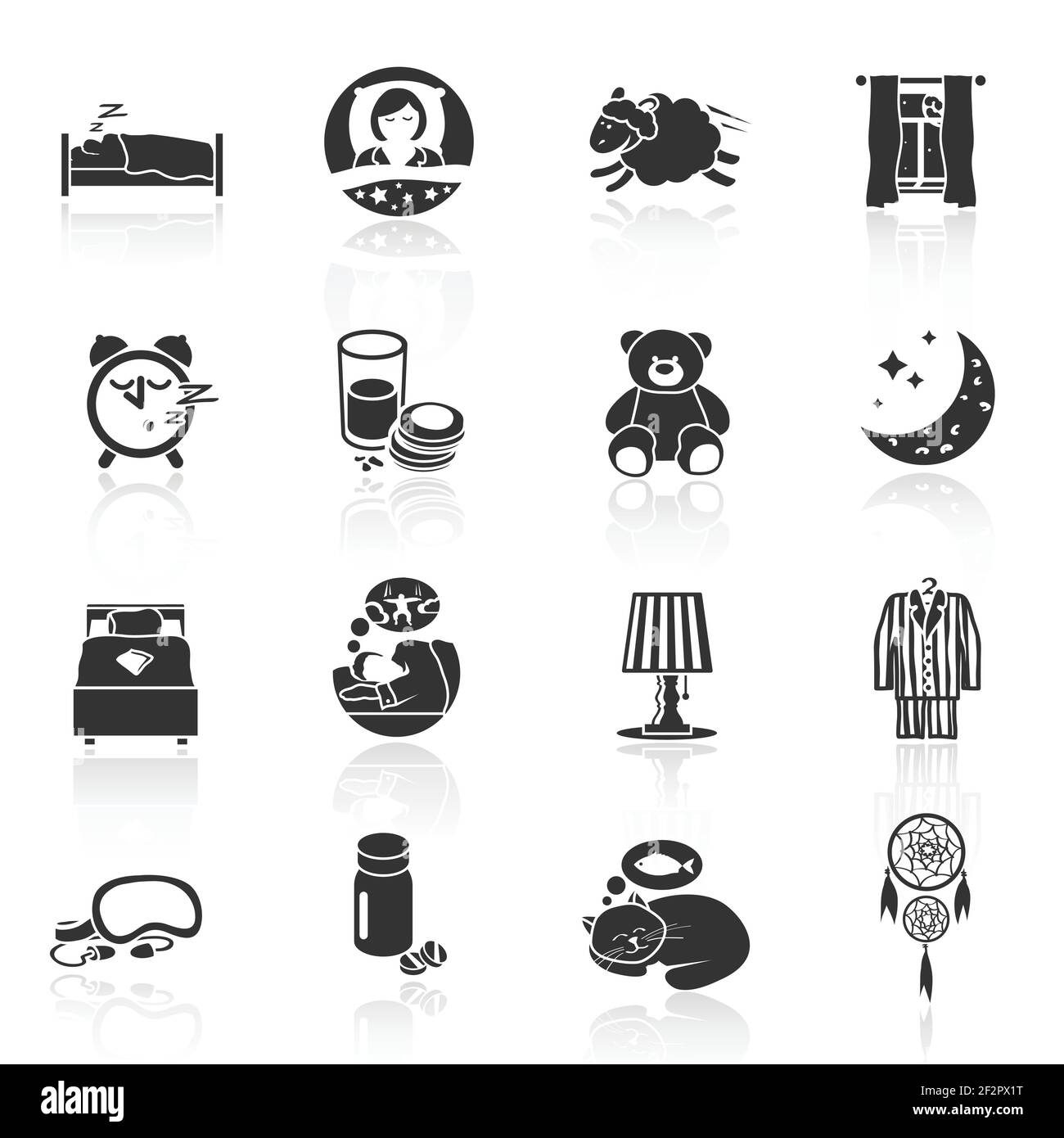 Set elements sleep rest Black and White Stock Photos & Images - Alamy