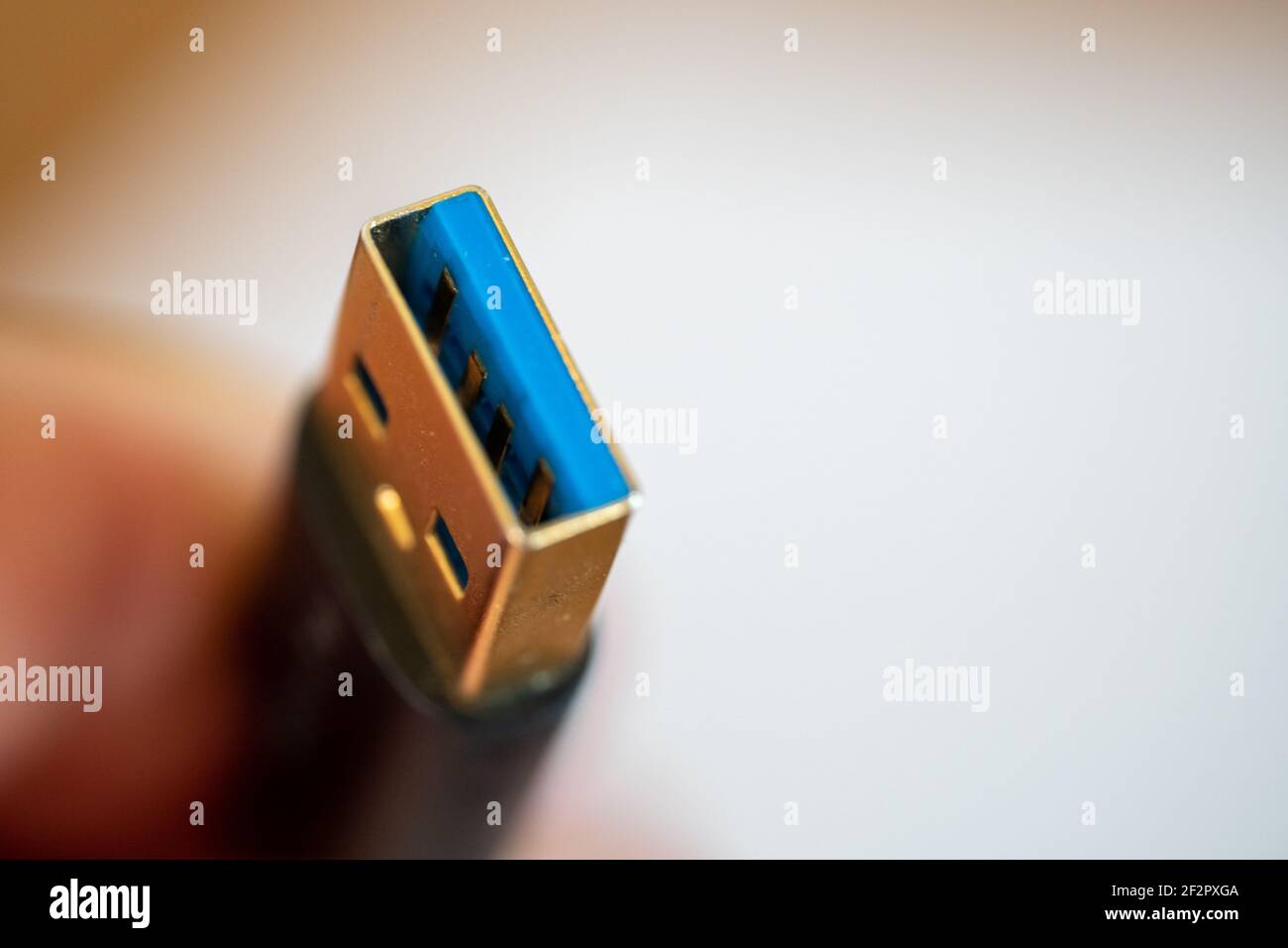 Close up of a USB connection cord top view (macrophotography) for ...