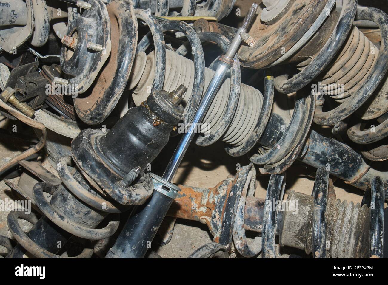 Shock Absorber and Coil Spring and Nut and Bolt and Rubber Bush on ...