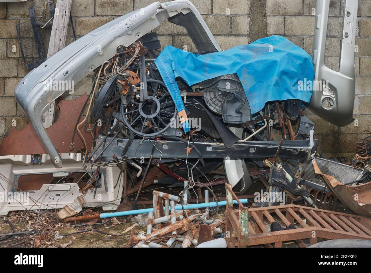 Old Remnant Iron and Car Part Or Auto Part on Ground in Car Repair Shop ...