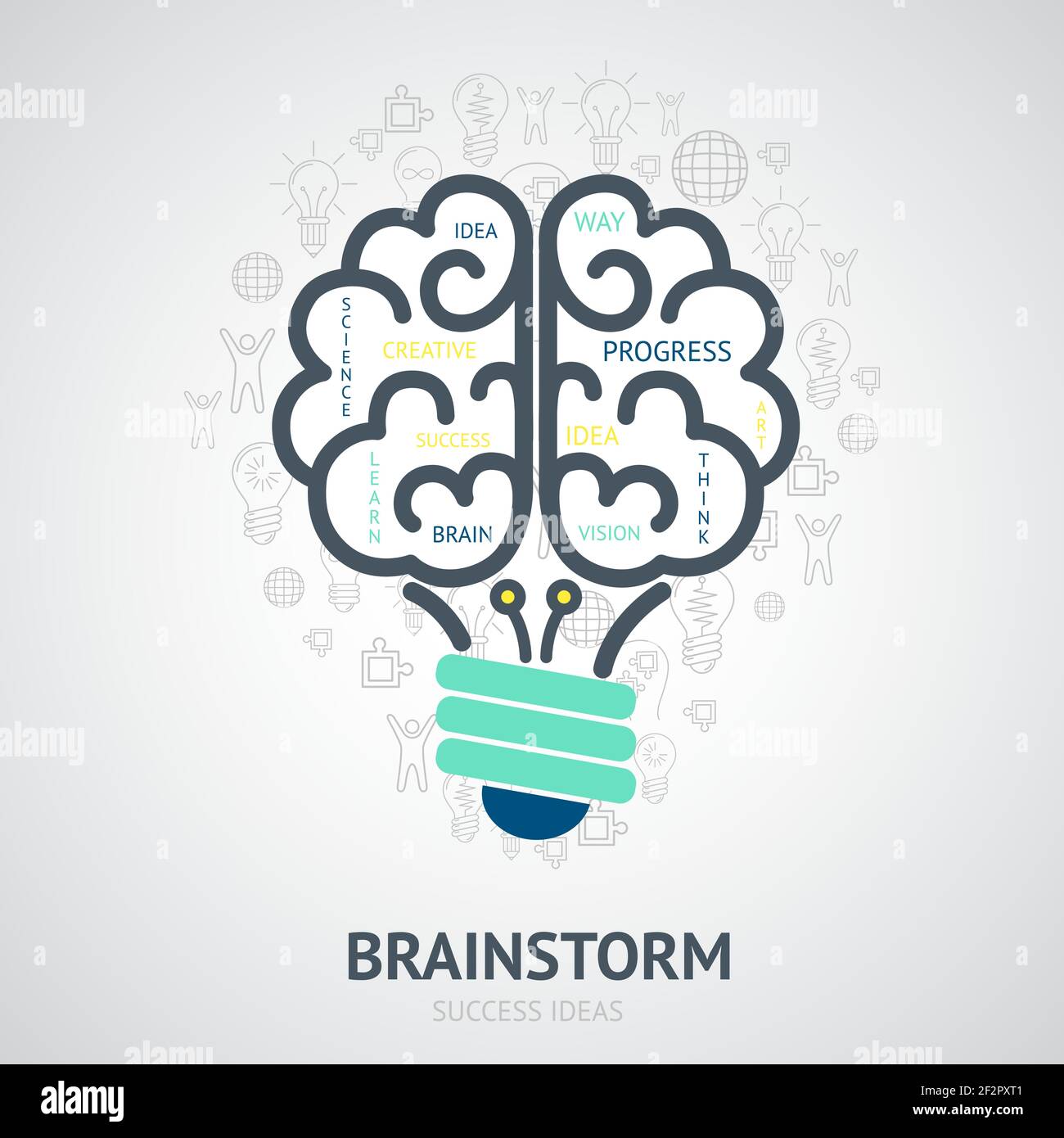 Idea brainstorm design concept with creative vision symbols in ...
