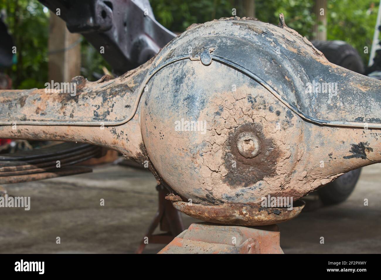 Back View Rear Differential Gearbox and Soil Dust on Right Frame Stock ...